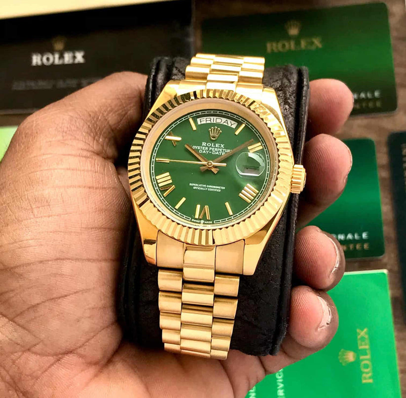 Rolex Day Date Gold Green Dial 40mm Japanese Automatic Mens Watch ...
